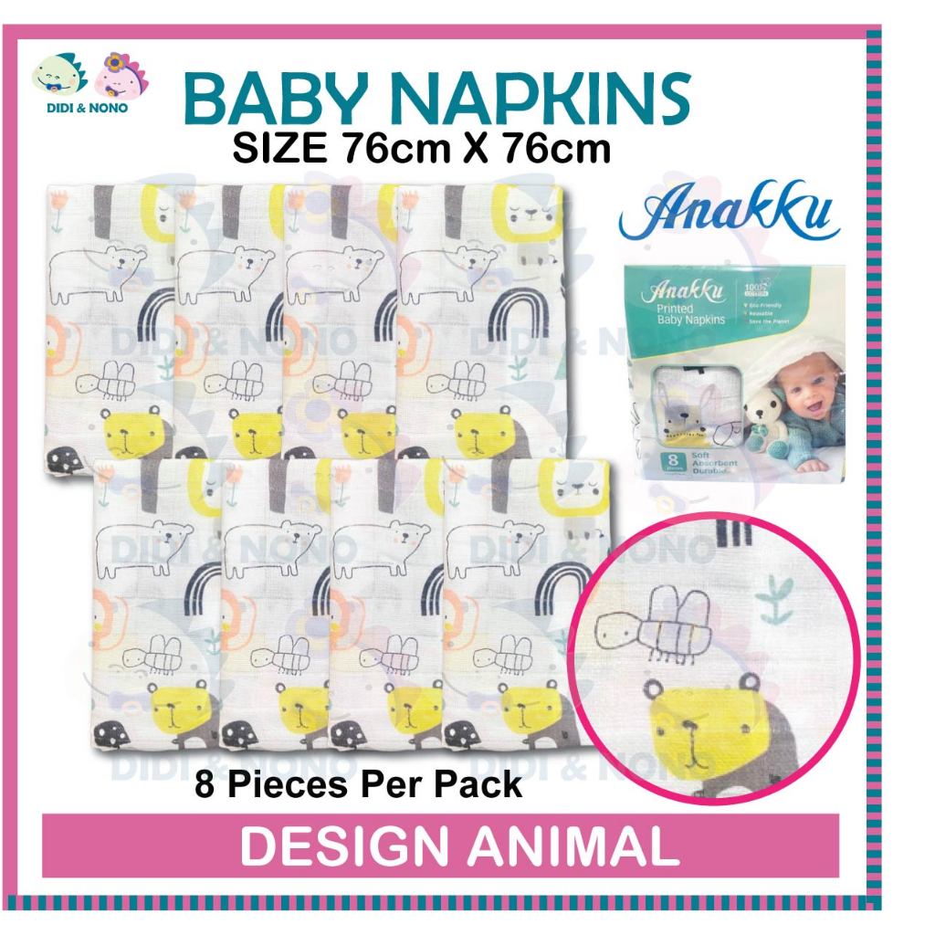 Anakku Disney Baby Napkin 8 /4 /2/1 pieces (76cm x 76cm) 100% Cotton ...