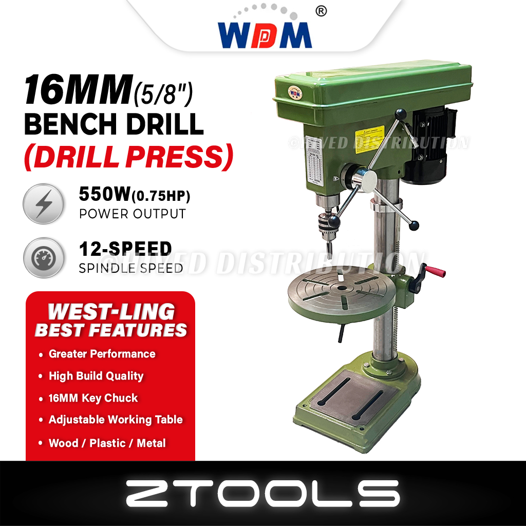 WestLing 5/8"(16mm) Bench Drilling Machine ST-16A | 0.75HP Heavy Duty ...