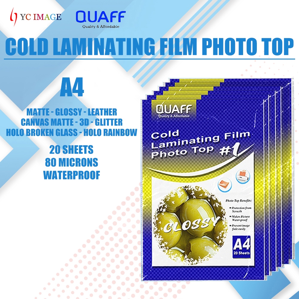 QUAFF Cold Laminate Film A4 Size | 20 Sheets | PVC Vinyl Transparent ...