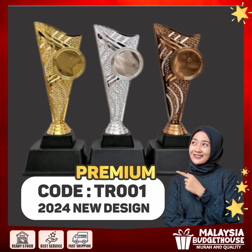 Plastic Trophy Piala Free Design Sticker Medal Hadiah Sukan Award ...