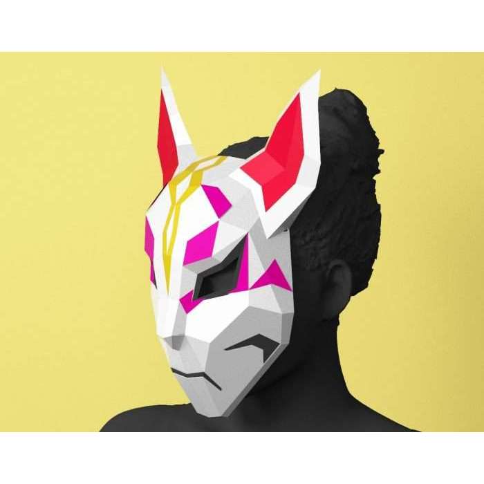 Topeng Fox Fortnite, Template PDF, Topeng Cosplay DIY Fox Mask Fortnite ...