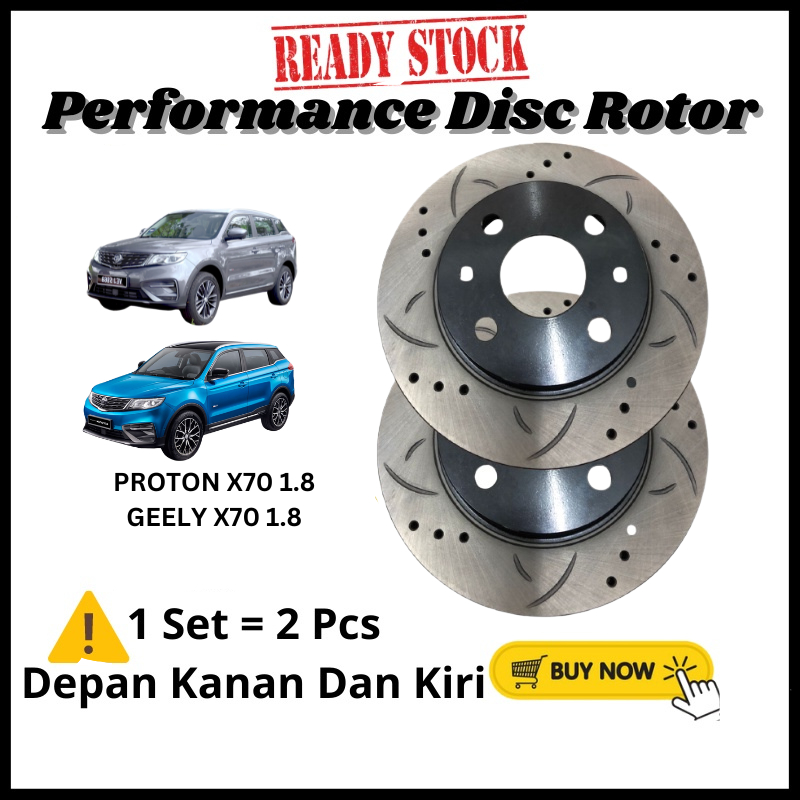 Proton X70 Geely X70 1.8 CBU CKD Front Performance Disc Rotor Slotted ...
