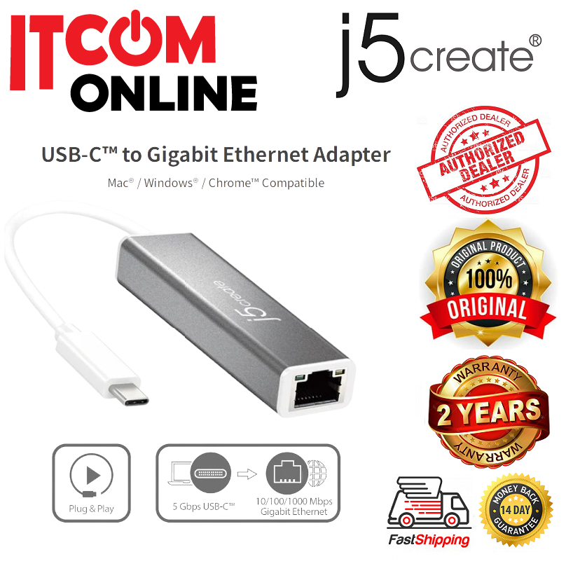 J5 CREATE TYPE-C TO LAN GIGABIT ADAPTER (JCE133G) | Shopee Malaysia