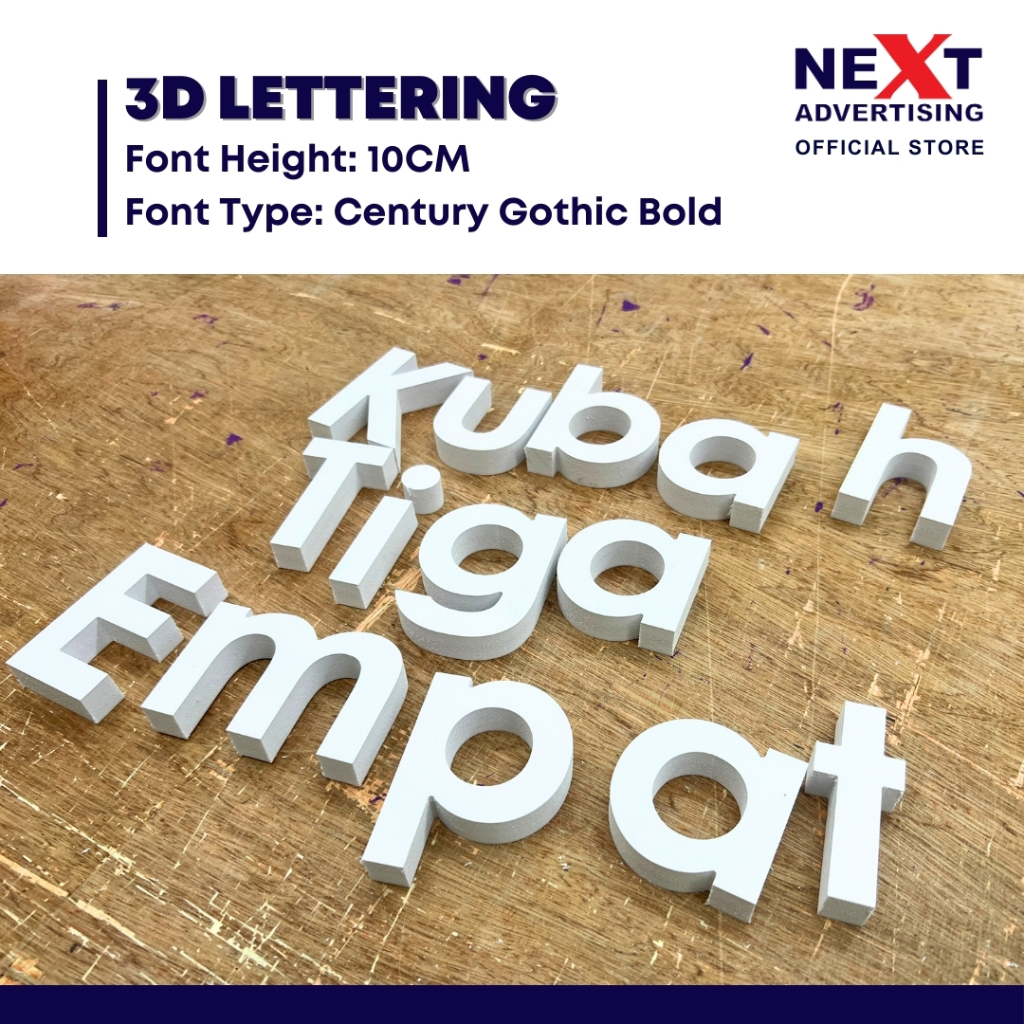 [H - 10CM] 3D Lettering & Numbering | Font: Century Gothic Bold | PVC ...