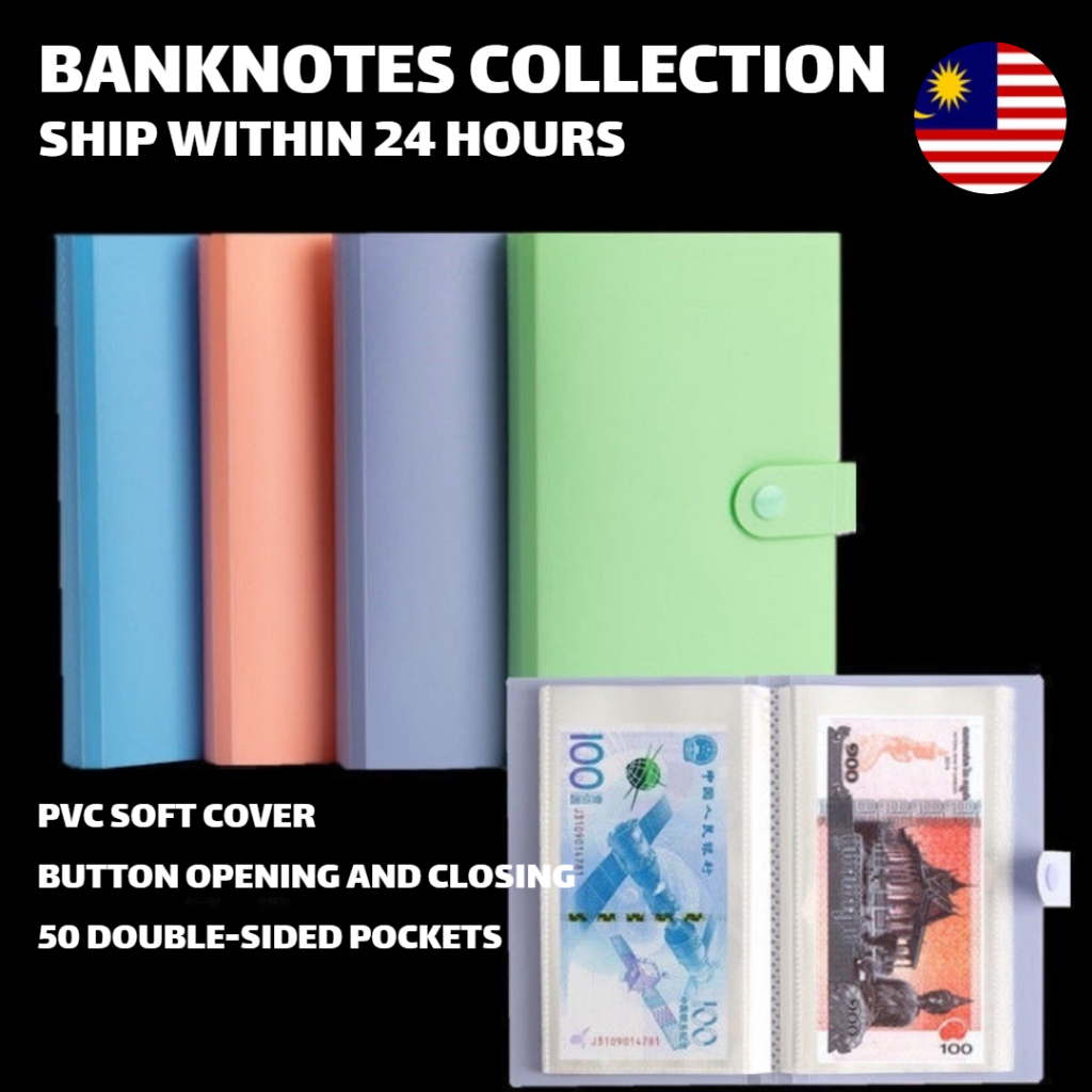 50 Pockets PVC Portable Banknotes Collection Multipurpose Paper Money ...