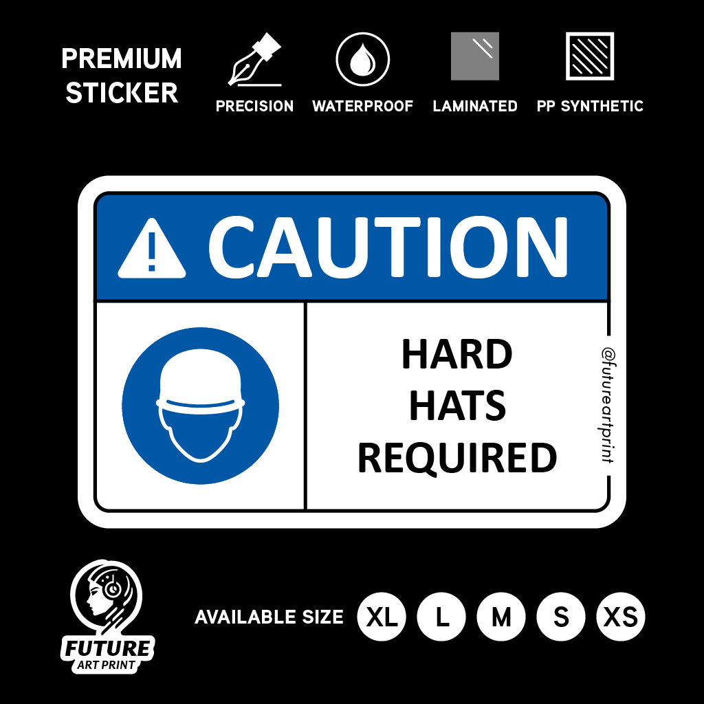 Caution. Hard Hats Required. Head Protection Helmet Headwear. Premium ...