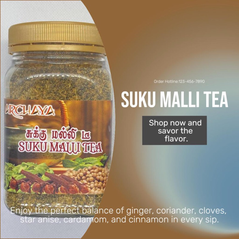 Archaya Suku Malli Tea (Dry Ginger & Coriander Tea) 175 gm | Shopee ...