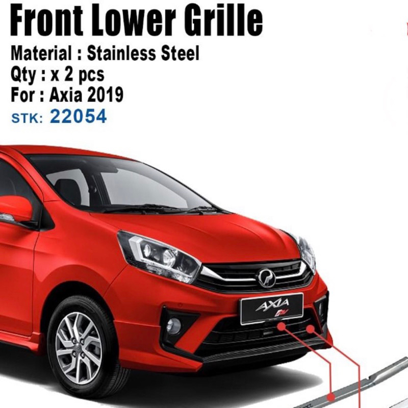 Stk-22054 : Front Lower Grille Cover Perodua Axia 2019’ Chrome ...