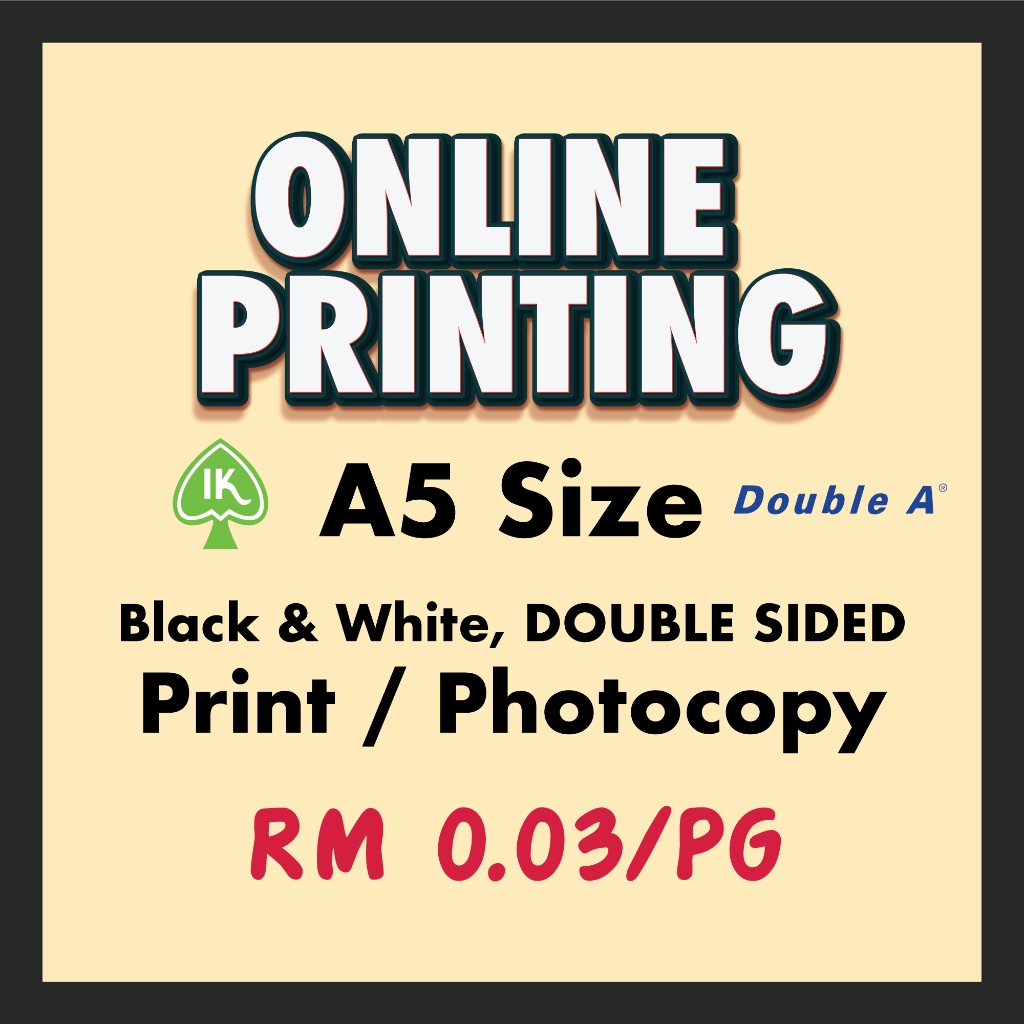 RM0.03 A5 Printing Service | A5 Size Black & White DOUBLE Sided | Print ...
