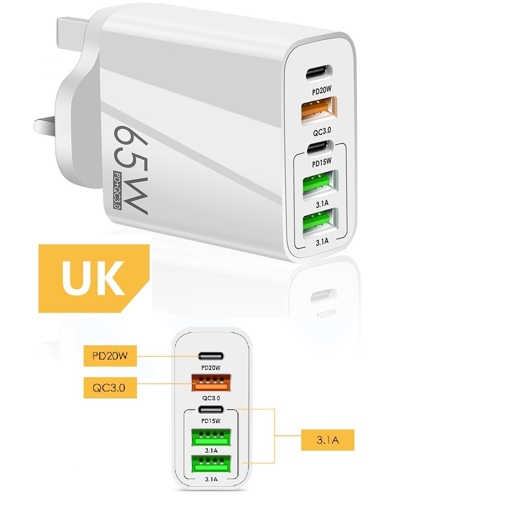 ♕LOCAL STOCK♕ UK 120W Fast Charging Power Adapter 66W 5 Ports 6A Type C ...
