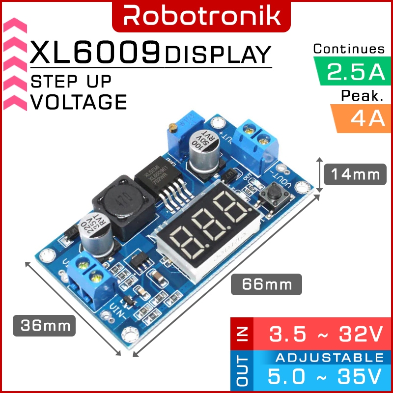 DC-DC Step Up XL6009 Peak 4A (Adjustable Voltage) Case Regulator Module Boost Converter 6009 升压 ...