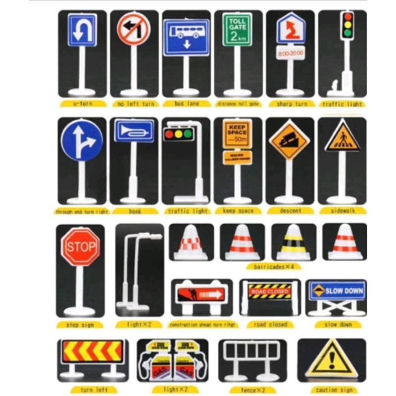 READY STOCK 🔥 🔥 🔥A TYPE Miniature English Road Sign Traffic Signs Toy ...