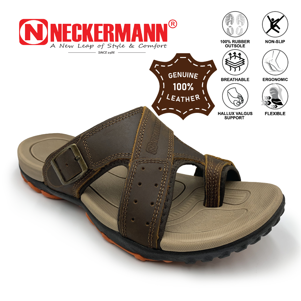 Neckermann Men's Wayfarer Hallux Premium Slides Sandals in Genuine Oil ...