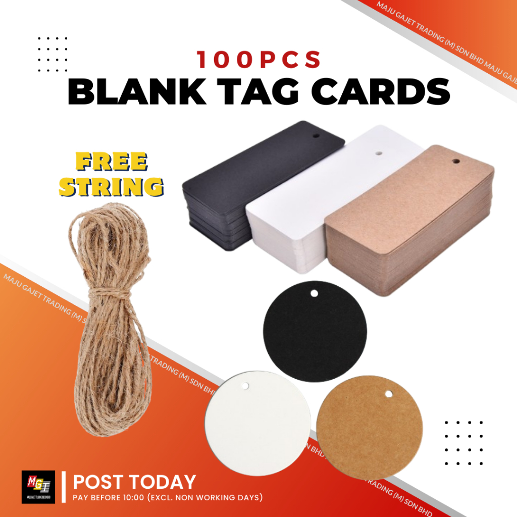 100pcs Hang Tag Cloth Label Tagging Blank Card Doorgift Wedding Gift ...