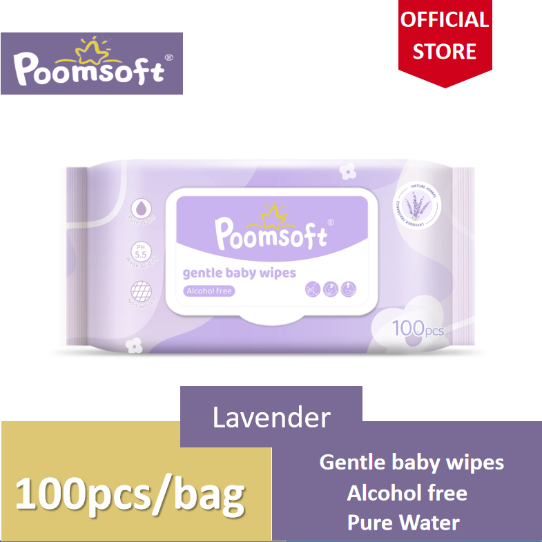【NEW】POOMSOFT Baby Wet Wipes Lavender Fragrance (100 Pcs/1Pack) - Non ...