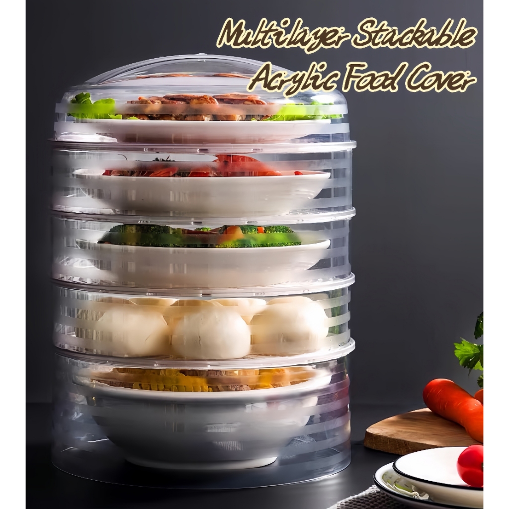 Multilayer Stackable Acrylic Food Cover Dustproof Flyproof Dish Cover ...