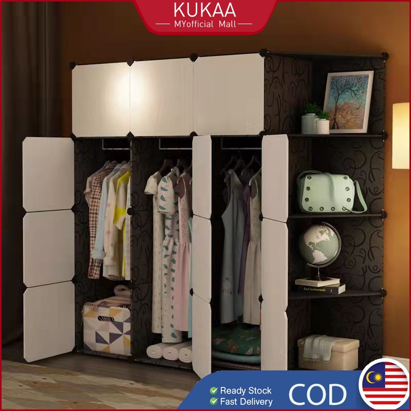 Kukaa Almari Baju Plastik Kukuh Plastic 2 Door Wardrobe Clothes Cabinet ...