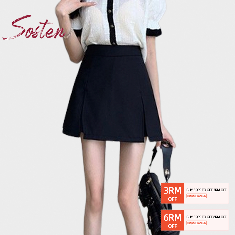 【NEW 2026】ST146 S-2XL Women Short Skirt High Waist Pants Skirt Plain ...