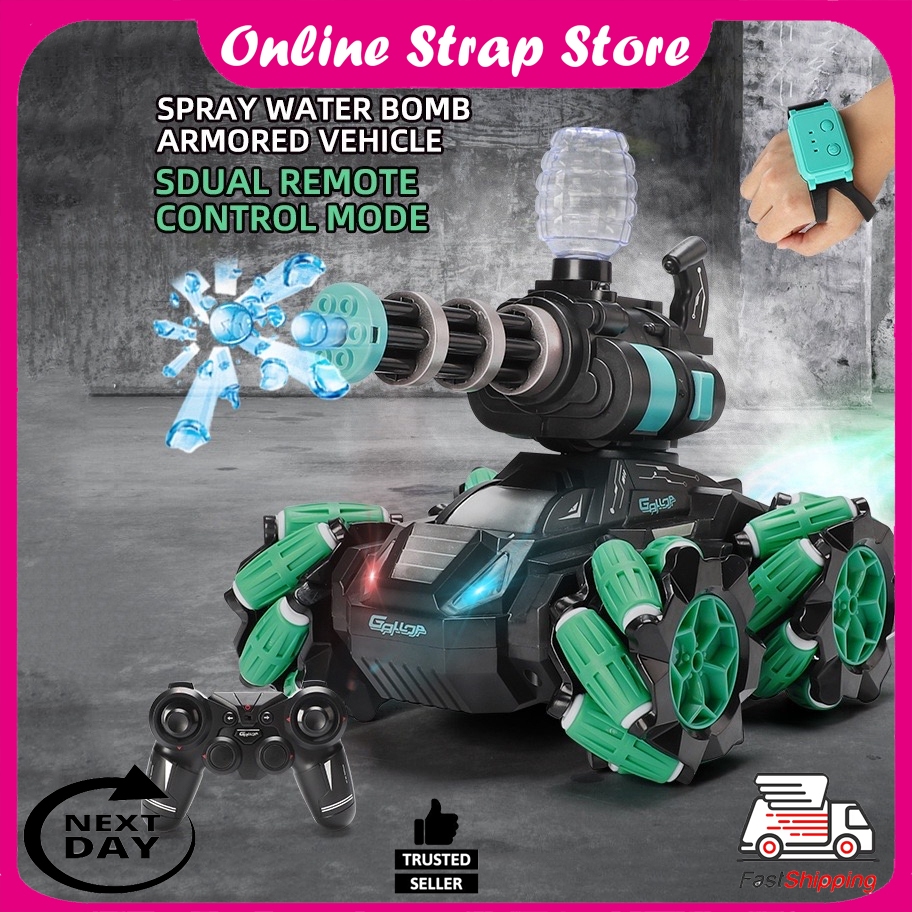 [KL Stock]2.4G RC Tank Spray Water Bomb Armored Vehicle dual Remote ...