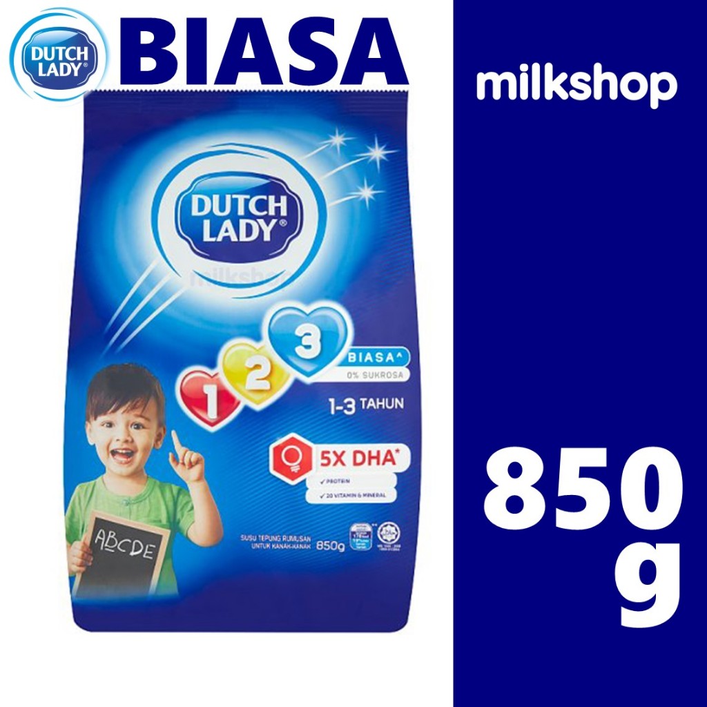 Dutch Lady 123 BIASA 850g GUM 1+ Plain Asli Original Ori Susu DutchLady ...