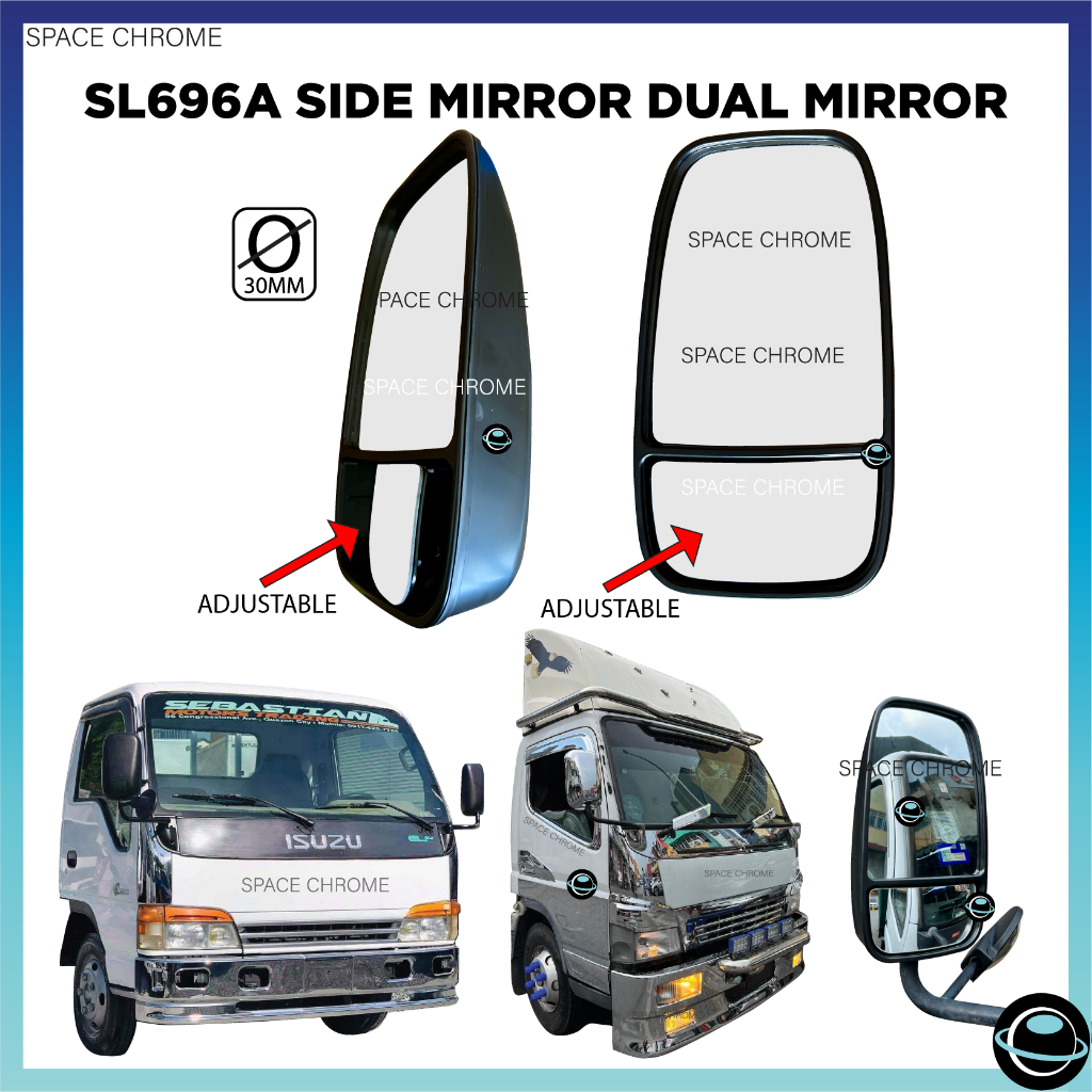 SL696A SIDE MIRROR FOR ISUZU HINO FUSO DUAL MIRROR ADJUSTABLE | Shopee ...