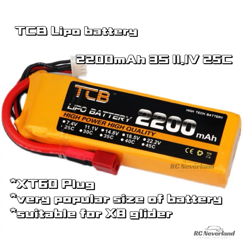 TCB Lipo battery 2200mAh 3S 11.1V 25C model aircraft fixed wing for toy ...