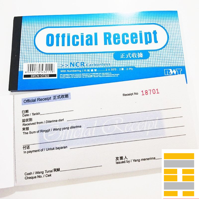 RWT NCR Official Receipt Book 192mm X 88mm - 50 sets x 2ply X 10 Book ...
