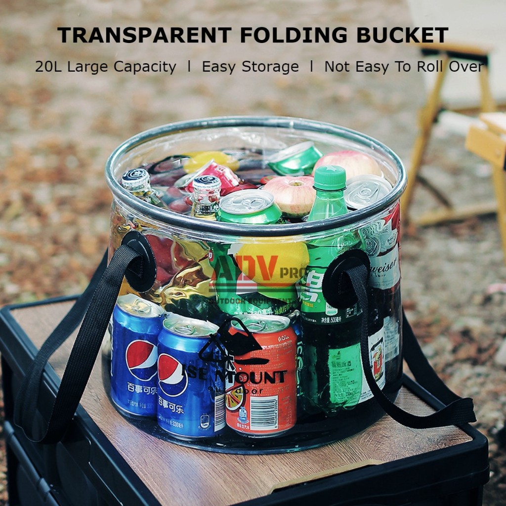 Ise Mount PVC Transparent Foldable Water Bucket 20L Camping Outdoor ...