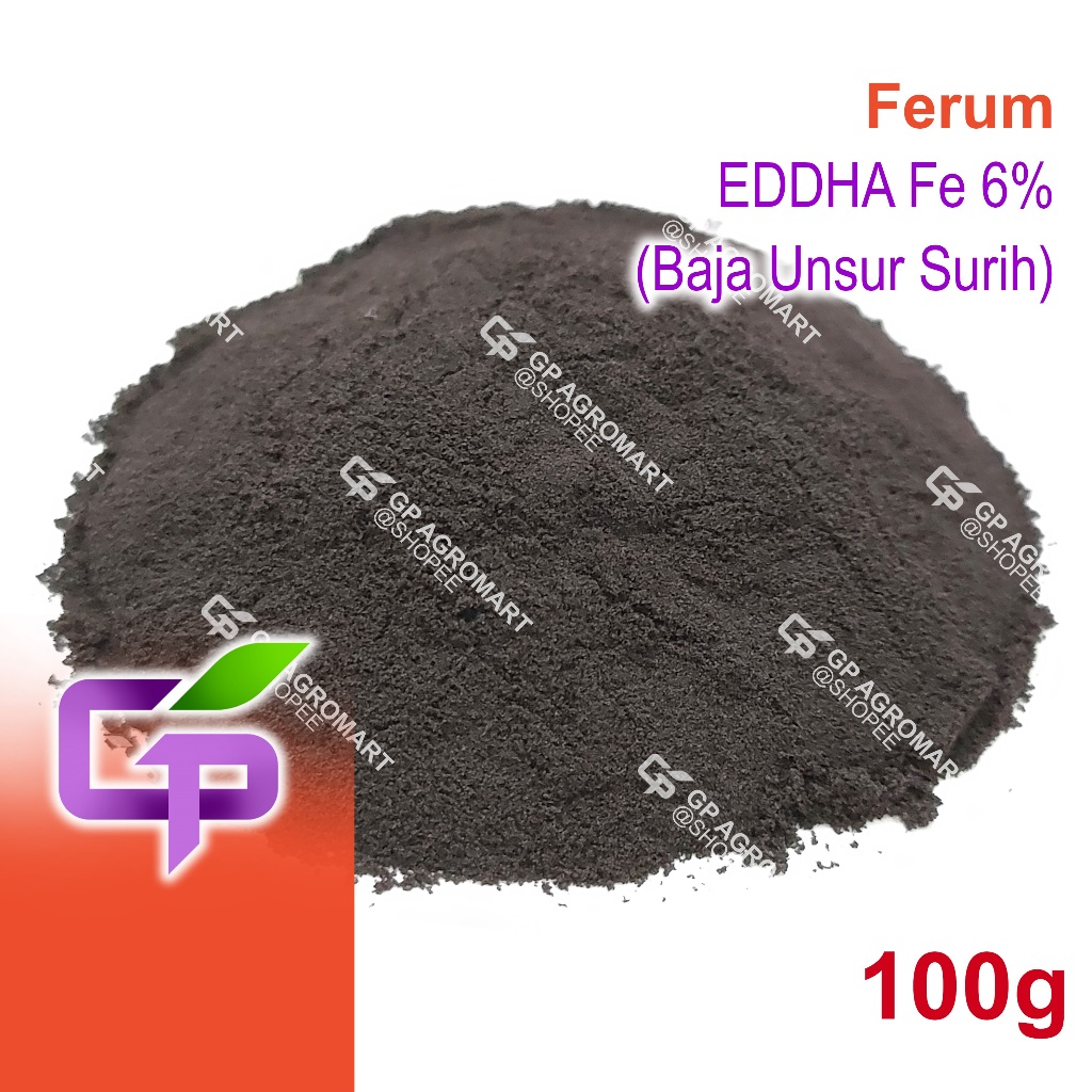 100g EDDHA Fe 6% Ferum Iron Hi-Tech Chelate / Trace Element / Bahan Baja AB Fertigasi | Shopee ...