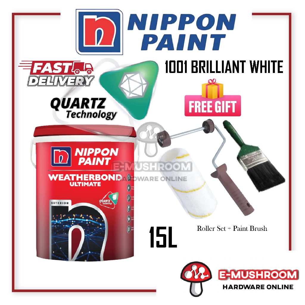 15L Nippon Paint Weatherbond Ultimate 1001 Brilliant White With Quartz ...