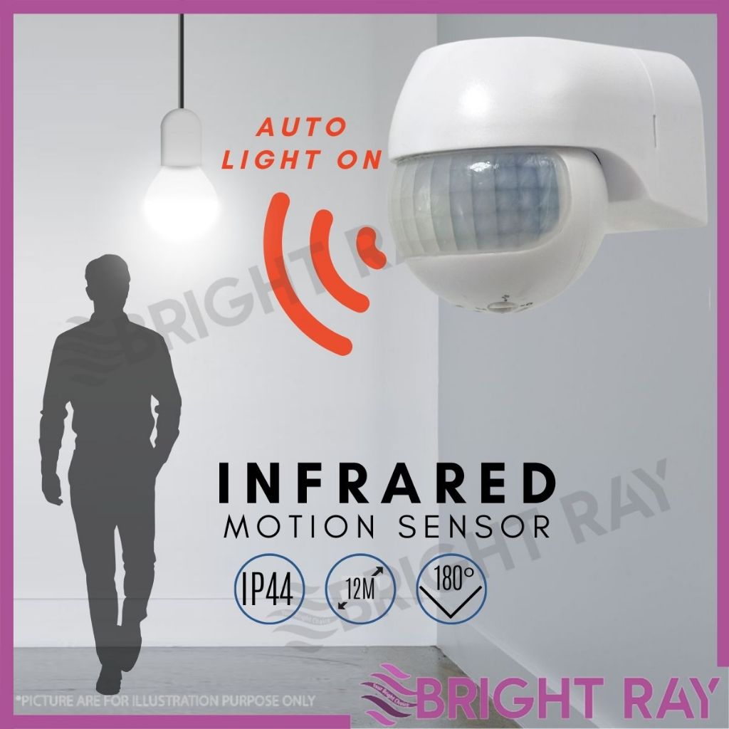 POTRIC Wall-Mounted PIR Sensor Infrared Motion Sensor Adjustable LED ...