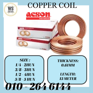 Acson Copper Pipe Copper Tube Air Cond Thickness 0.61mm ACSON (1/4'', 3 ...
