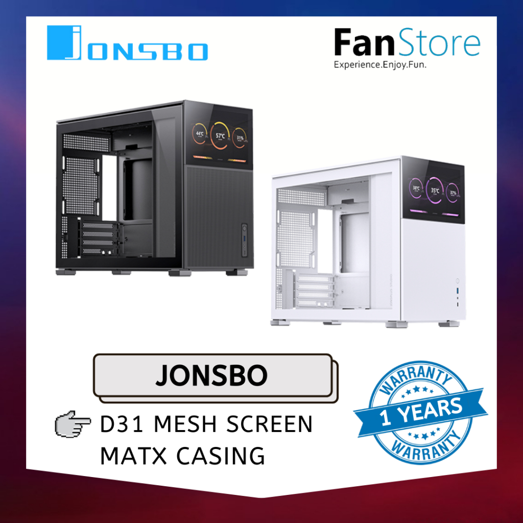 FANSTORE JONSBO D31 Mesh Screen MATX PC Desktop Case With 8" 1280*800 ...