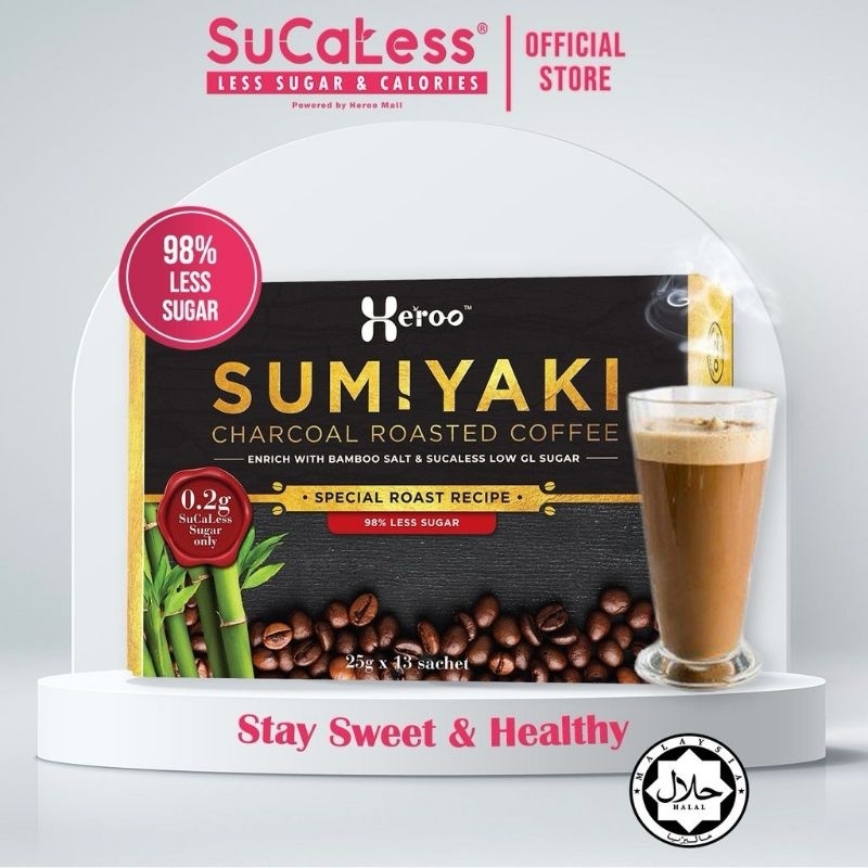 Heroo Sumiyaki Charcoal Roasted Coffee - 98% LESS Sugar - 25g x 13 ...