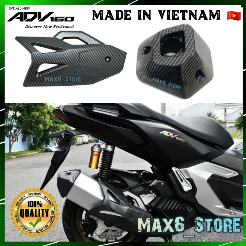 🇻🇳 Honda ADV160 Exhaust Cover Exhaust End Cap Cover Carbon Muffler Protector Carbon Fiber ...