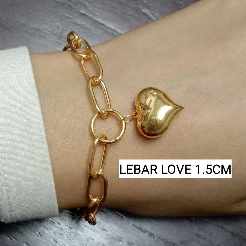 Rantai Tangan Paper Clip Love Chubby Emas 916 Tulen 💯 | Shopee Malaysia