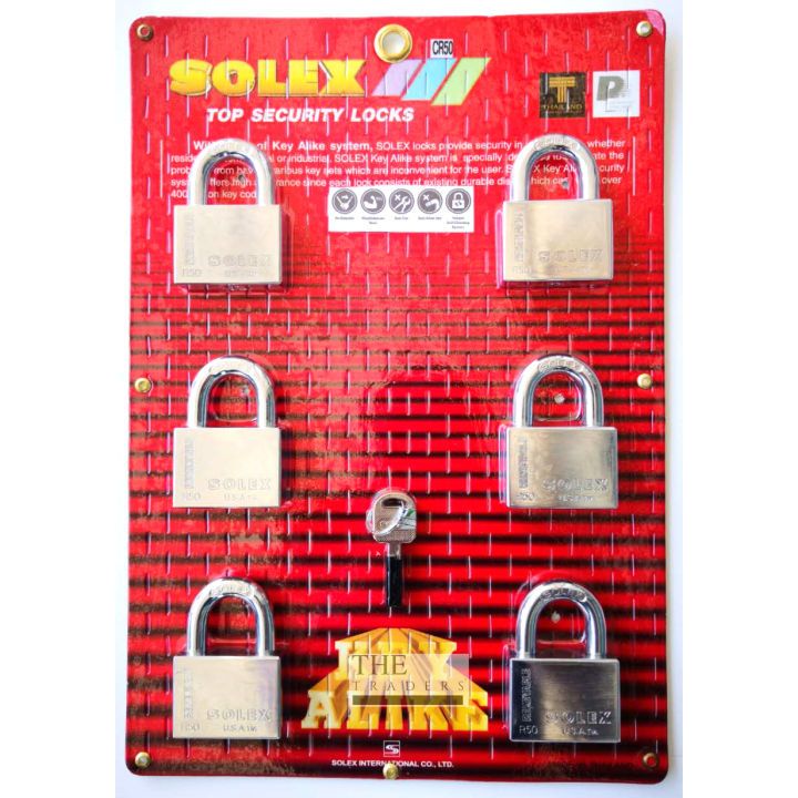 SOLEX PADLOCK SET PAD LOCK 50MM X 6 PCS (KEY-ALIKE) | Shopee Malaysia