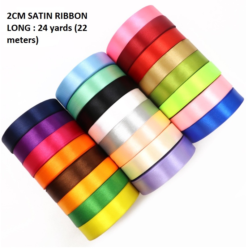 High Quality Ribbon 2cm(20mm) Medium Size Riben Kain Satin 24 yards for ...