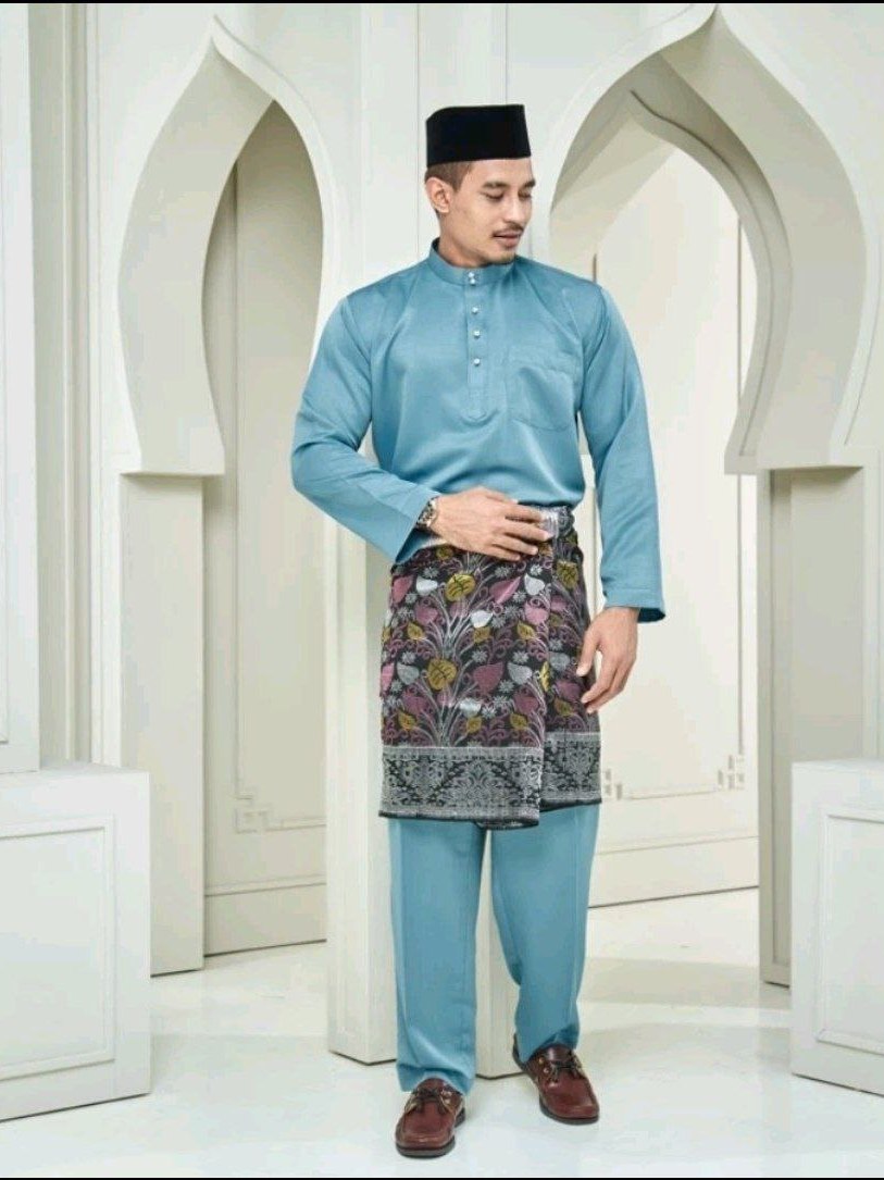 BAJU MELAYU SMOKE BLUE COLOUR TELUK BELANGA / CEKAK MUSANG 2024 TIADA ...