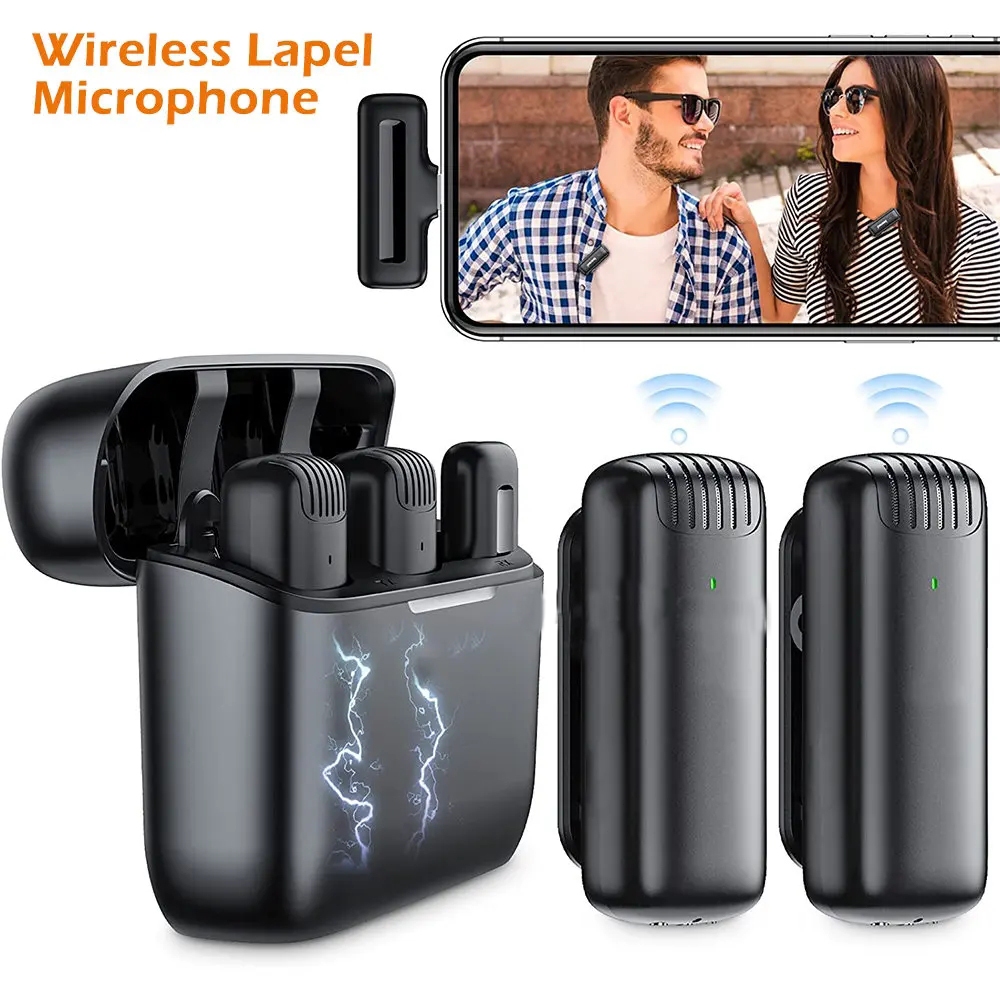 2in1 Wireless Lapel Lavalier Microphone for Phone Android Mini Mic Clip ...