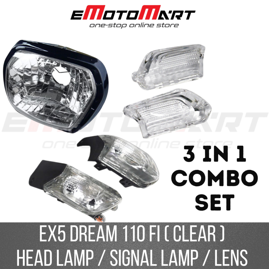 HONDA EX5 DREAM 110 FI [FUEL INJECTION] COMBO SET HEAD LAMP(BLACK RIM ...