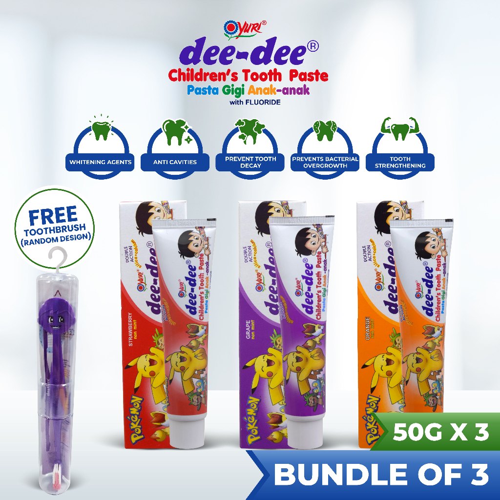 [Bundle of 3] Dee Dee Toothpaste 50gx3 Free Toothbrush | Shopee Malaysia