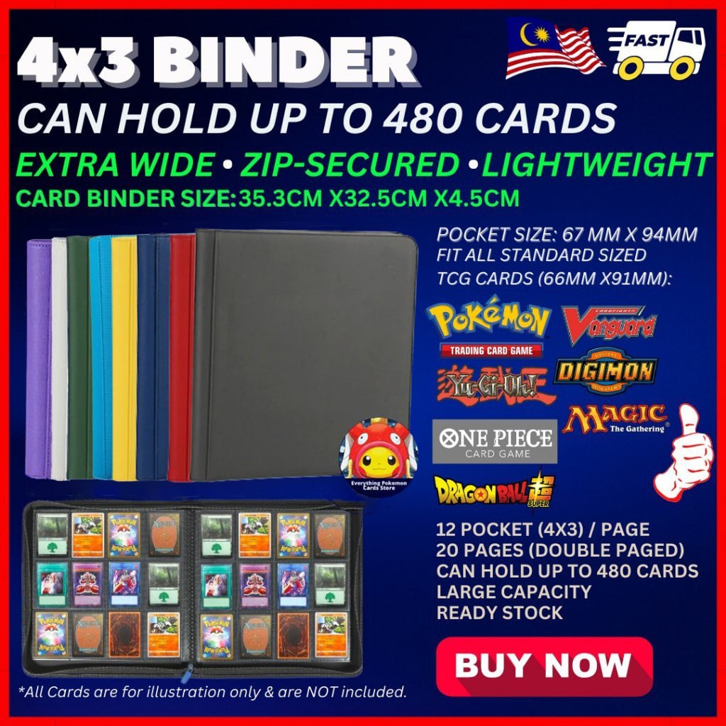 [SALE] 4/9/12 Pocket Zipper Ringless TCG Card Album Card Folder 3x3 ...