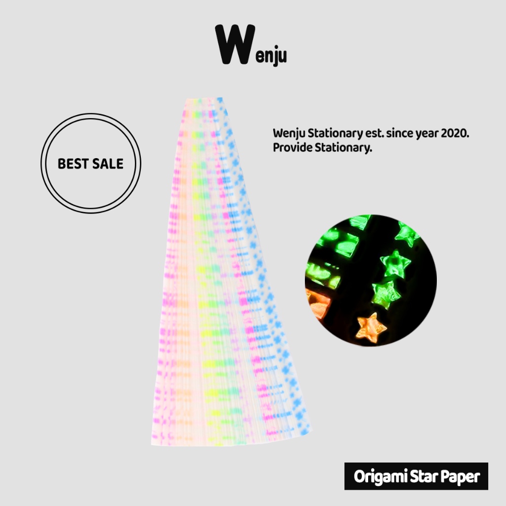 WENJU | 230 strips Origami Stars Paper Glow In Dark Luminous (10styles ...