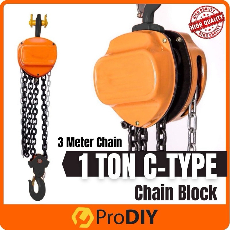 1 Ton Heavy Duty Chain Block Lifting 3 Meter HS-type Chain Hoist Rantai ...