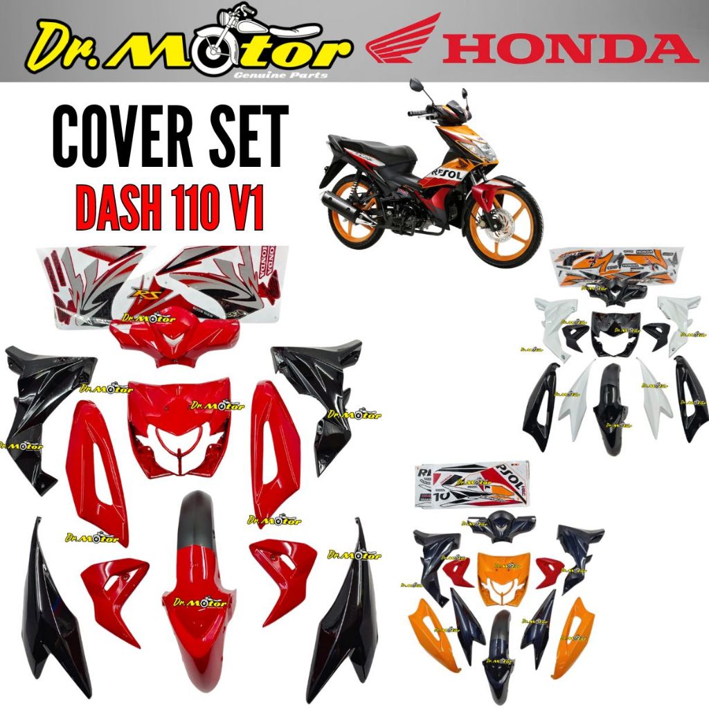 HONDA DASH 110 COVERSET COVER SET BODY CAVER KAVER BODY SET COMPLETE CHILI RED BLUE REPSOL WHITE ...