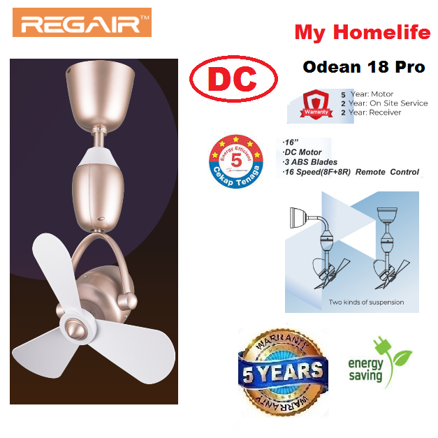 REGAIR INOVO ODEAN 18 PRO CEILING FAN WALL FAN / DC MOTOR / 16 INCH ...