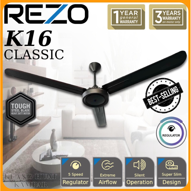 REZO KS16 60" 5 SPEEDS STEEL BLADE CEILING FAN WITH REGULATOR | Shopee ...