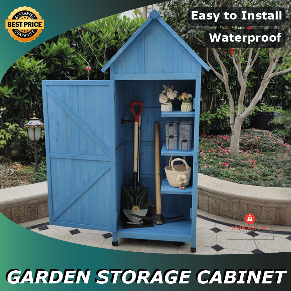 [Ready Stock] Wood Garden Cabinet Outdoor Tools Storage Anti Corrosion ...