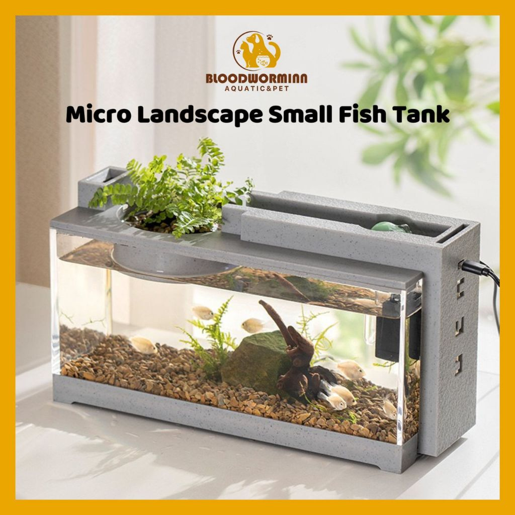 Acrylic Micro Landscape Small Fish Tank Creative Filtering Silent Water ...